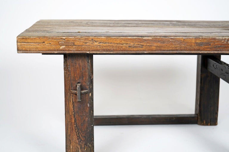Antique Wooden Rustic Primitive Rectangular Coffee Table For Sale at ...