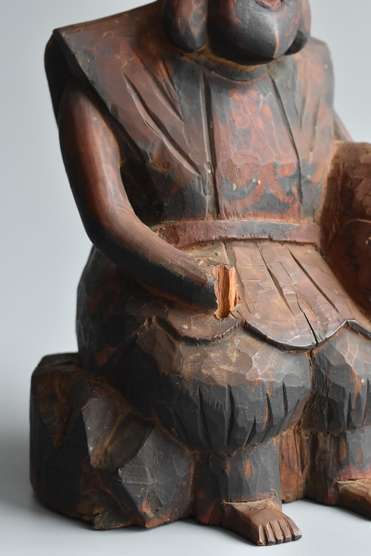 Antique Wooden Sculptures of Japanese Gods / Buddha Statues / Edo-Meiji ...