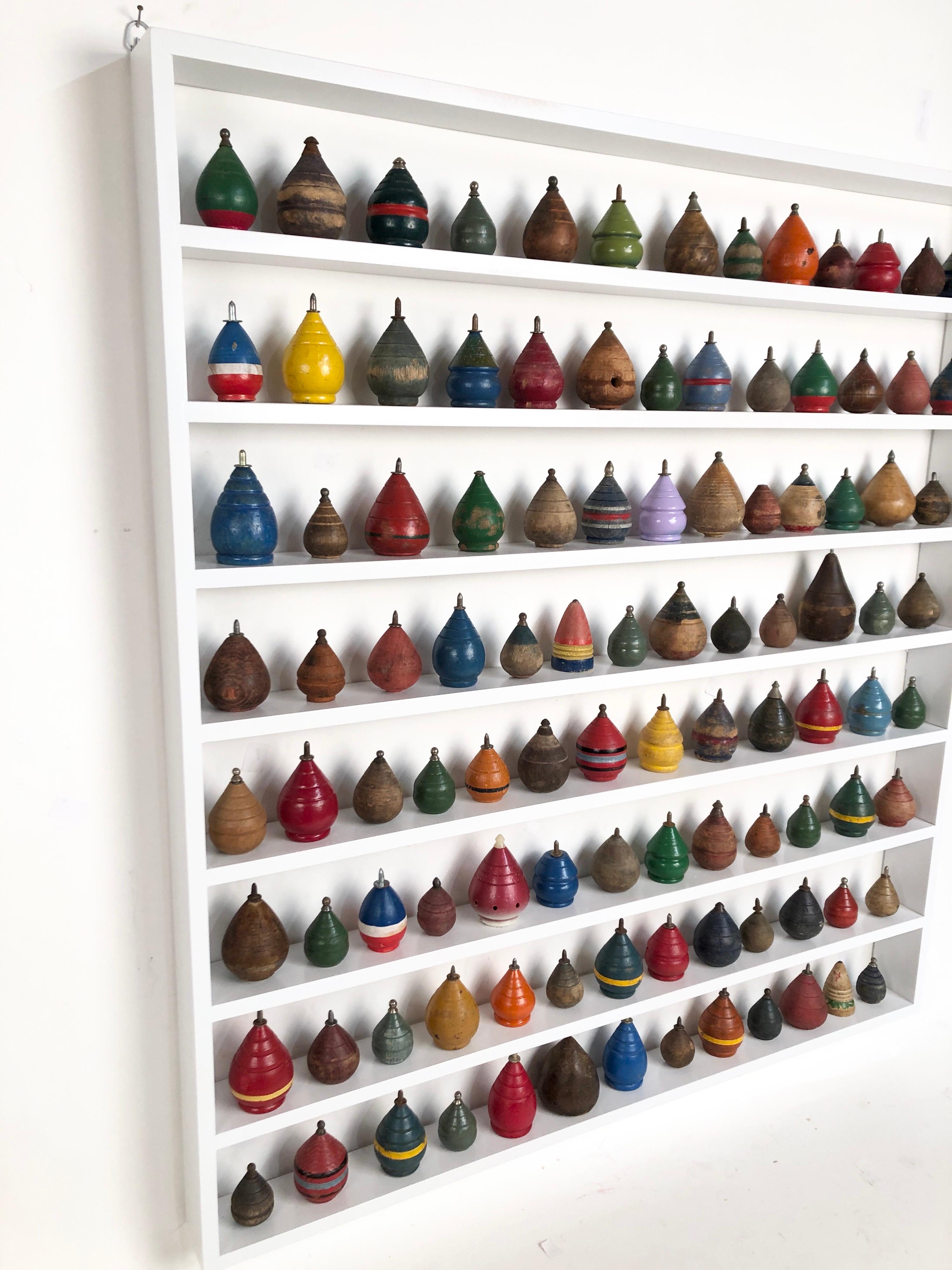 Antique Wooden Spinning Top Collection Custom Display at 1stDibs ...