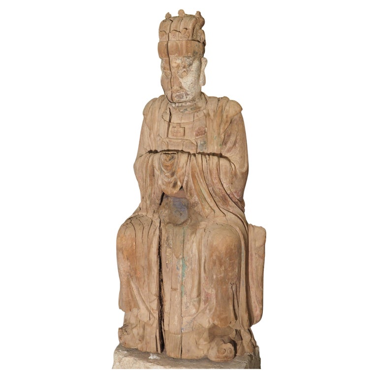Antique Wooden Statue of Wenchang Wang, God of Literature and Culture ...