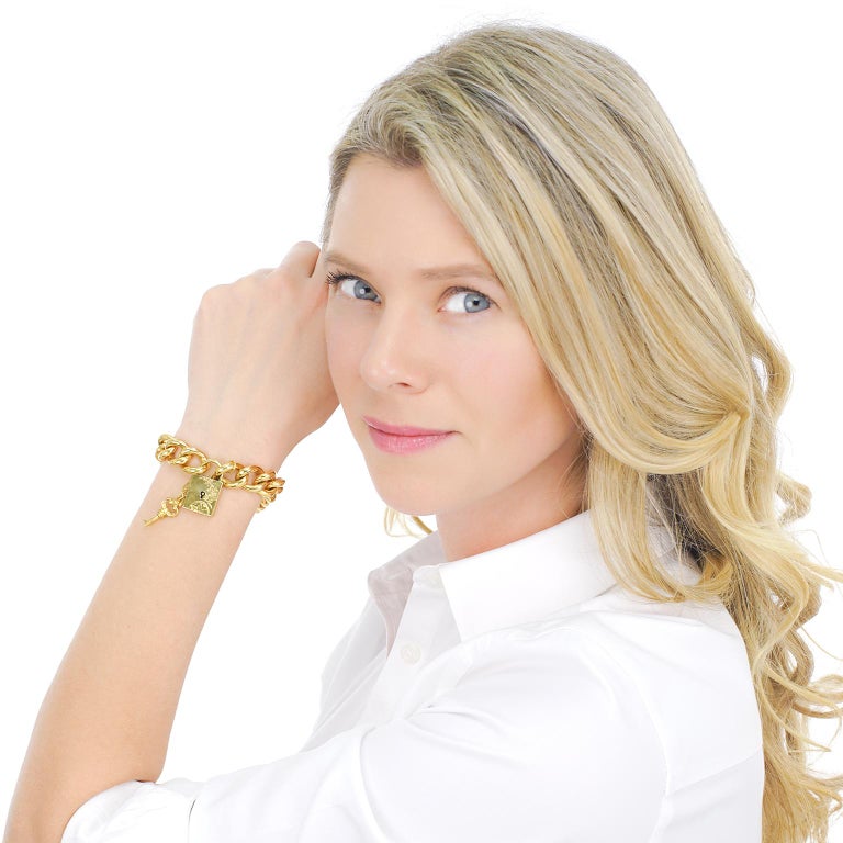Antique Working Lock and Key Gold Bracelet at 1stDibs | gold bracelet ...