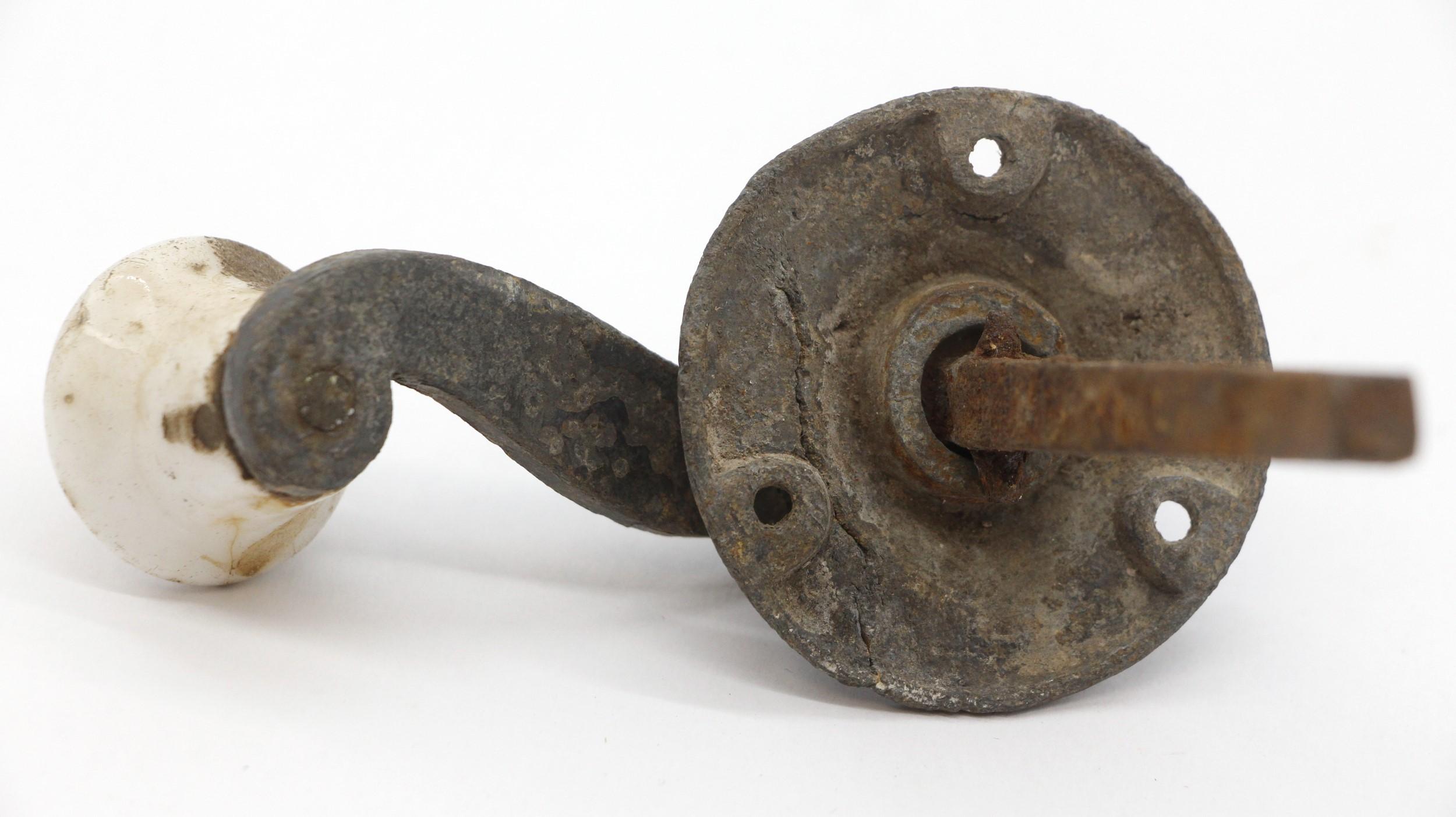 Antique Working Mechanical Doorbell with Porcelain Knob Hand Crank For ...