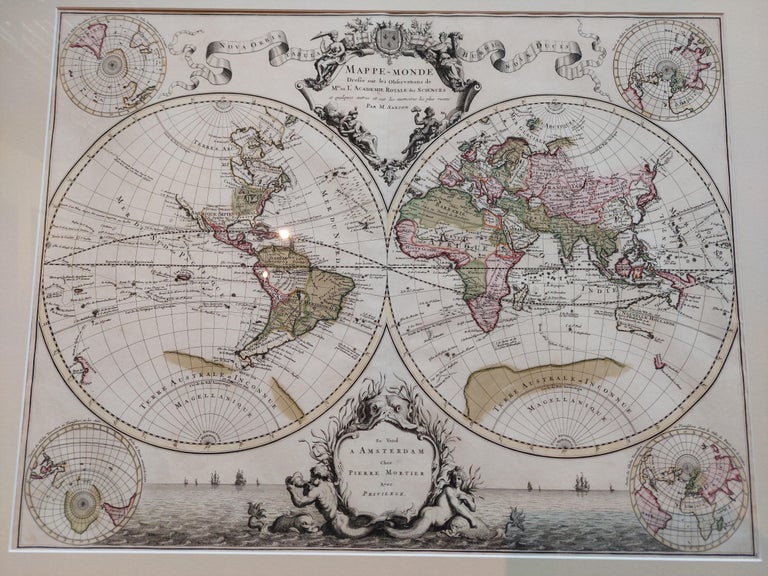 Original Antique Hand-colored World Map with or without Frame, '1696 ...