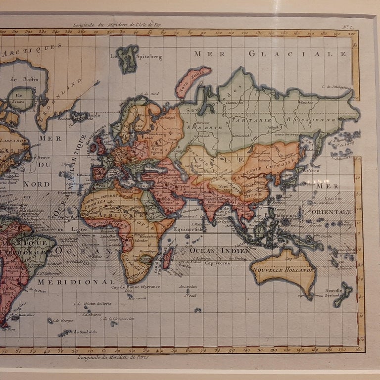 Antique World Map by Rigobert Bonne, circa 1780 at 1stDibs