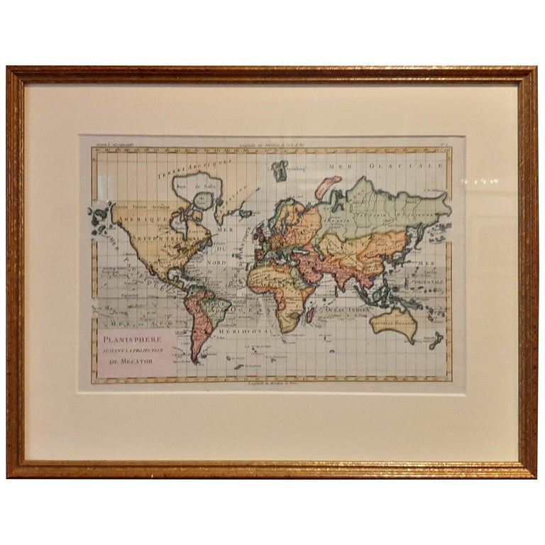 Antique World Map by Rigobert Bonne, circa 1780 at 1stDibs