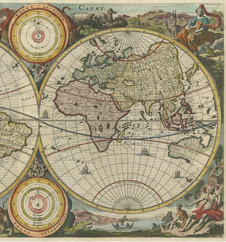 Antique World Map by Stoopendaal, circa 1680 at 1stDibs