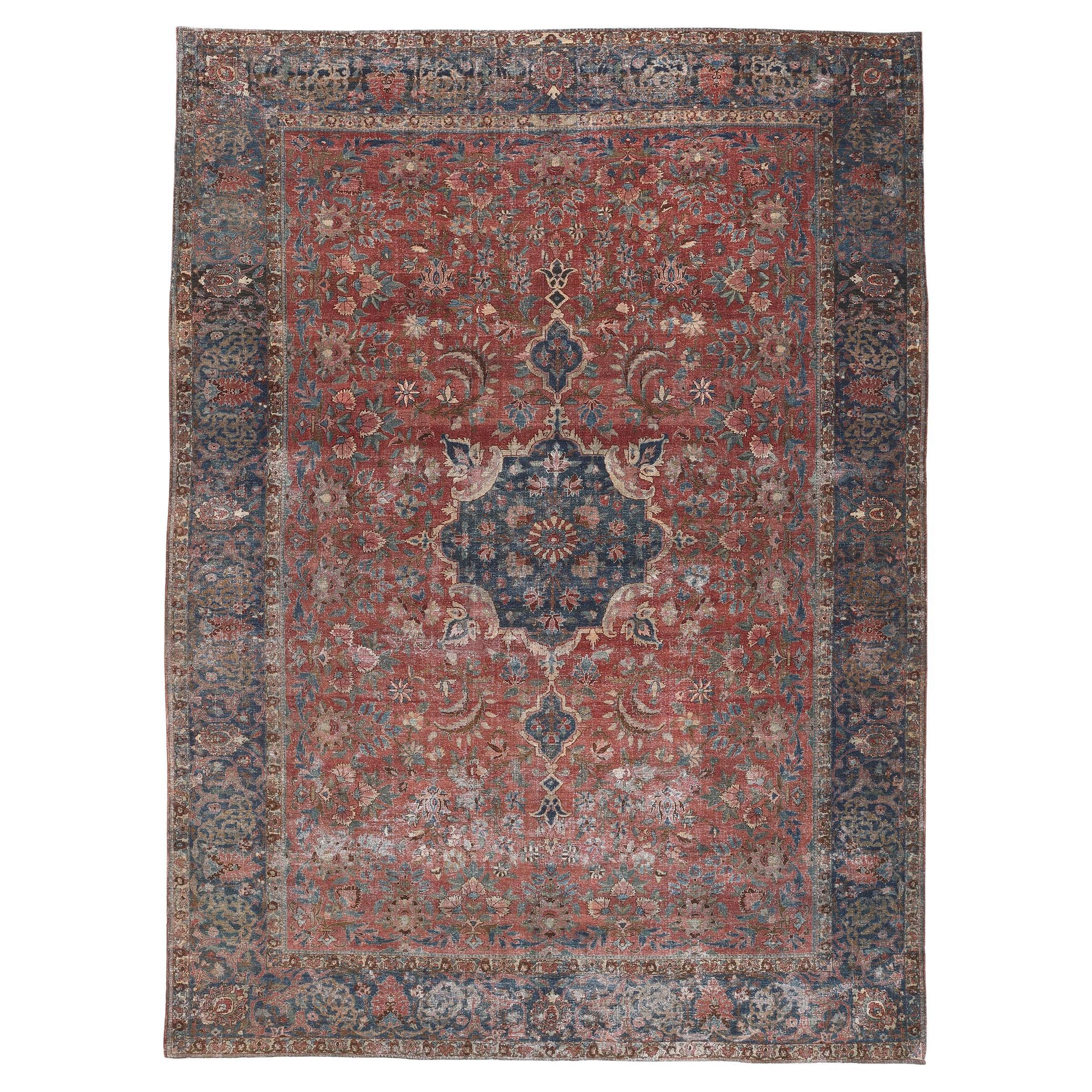 Antique Persian Tabriz Rug, Rustic Sensibility Meets Earth-Tone ...
