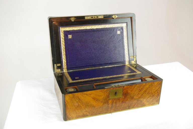Antique Writing Slope, Large Victorian Walnut Lap Desk, Scotland 1860s ...