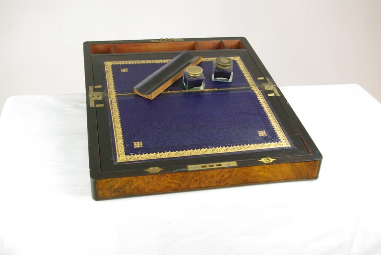 Antique Writing Slope, Large Victorian Walnut Lap Desk, Scotland 1860s ...