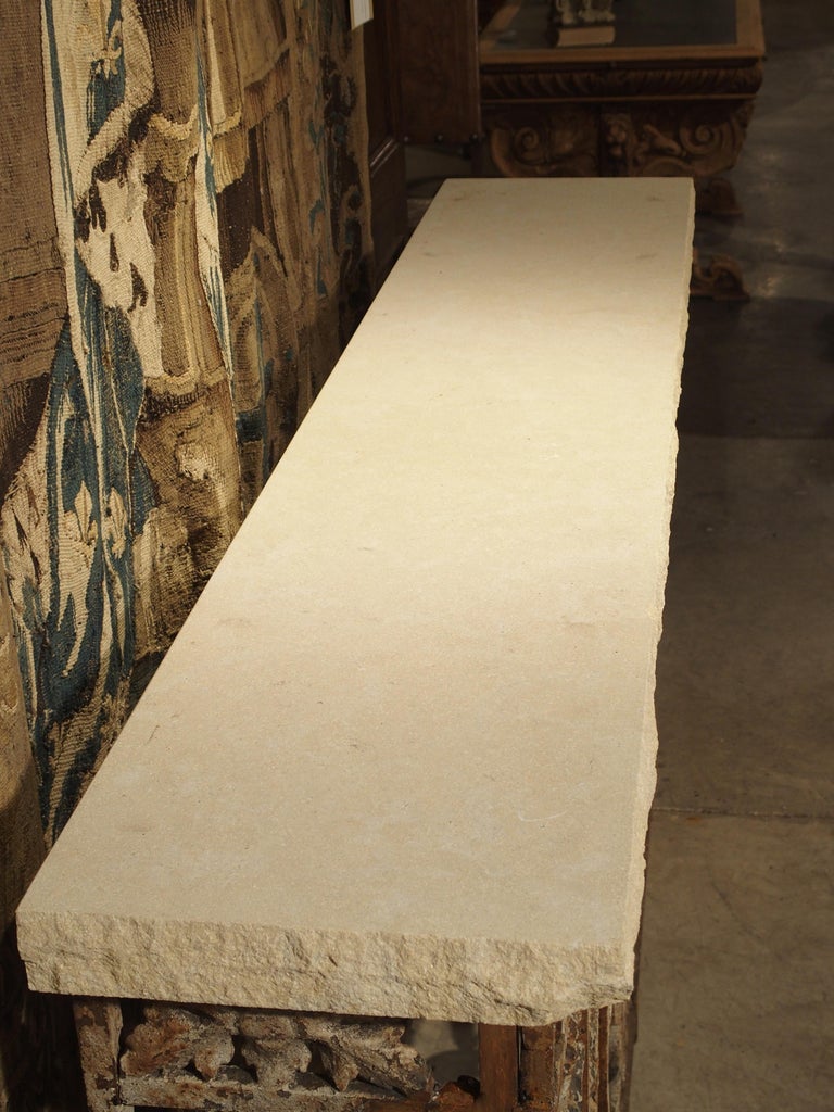 Antique Wrought Iron Balcony Gate Console Table with Limestone Top at ...