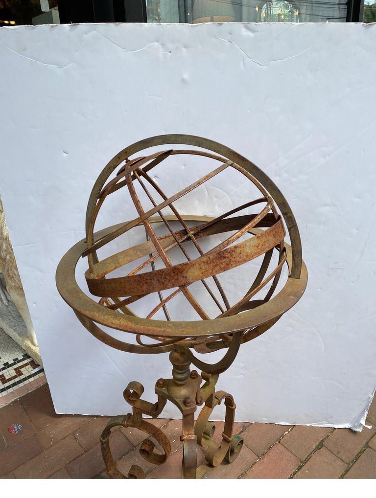 Antique Wrought Iron Garden Globe Armillary For Sale at 1stDibs