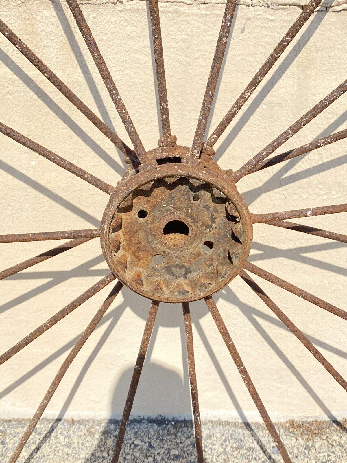 Antique Wrought Iron Metal Primitive Rustic Buggy Carriage Wheels, a ...