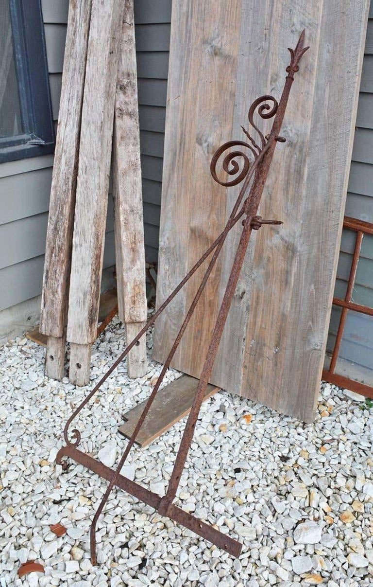 Antique Wrought Iron Signage Bracket For Sale at 1stDibs