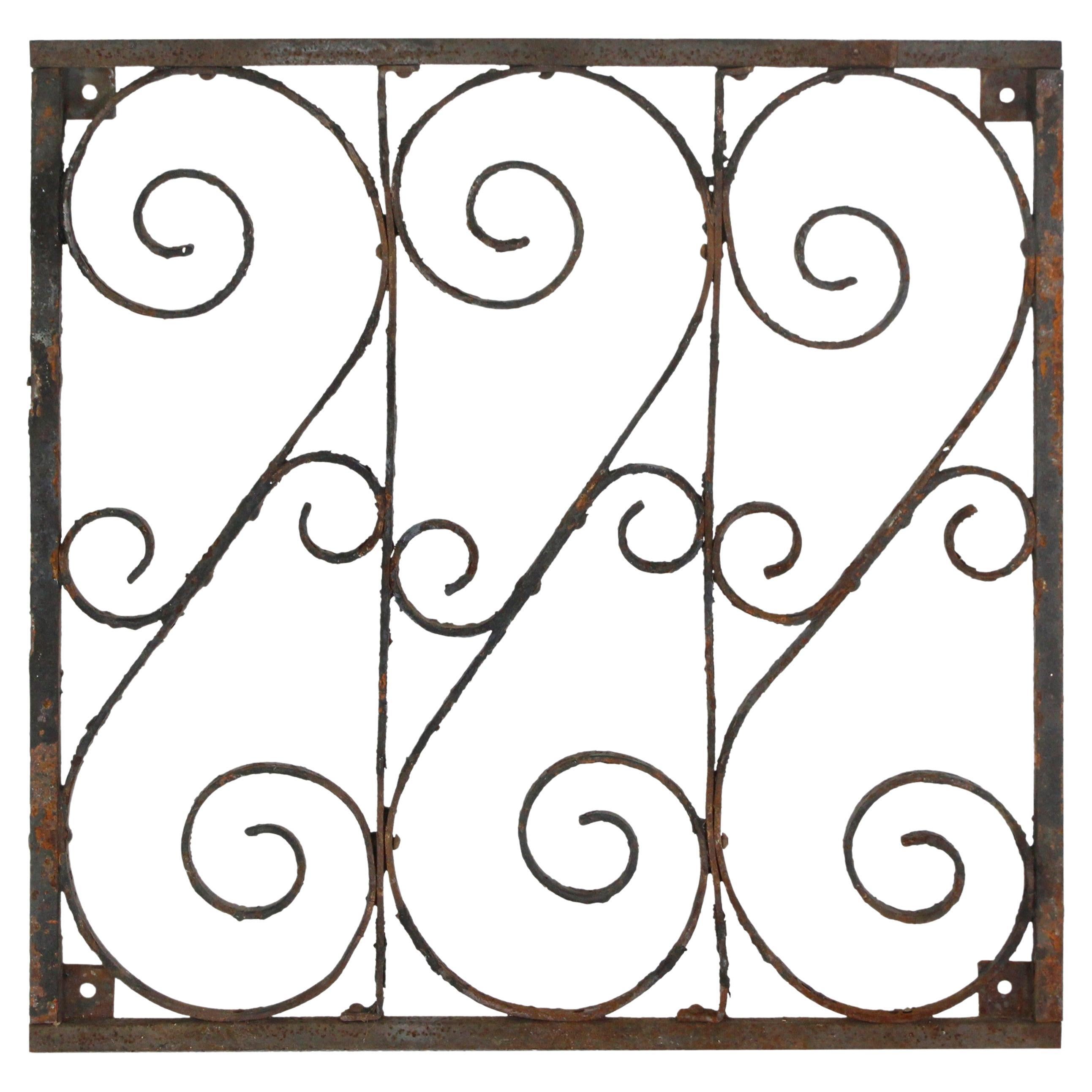 Antique Pinwheel Design Wrought Iron Fence Panel For Sale at 1stDibs