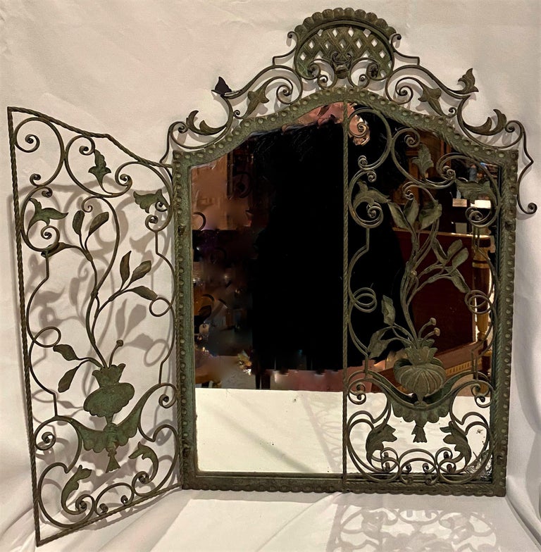 Antique Wrought Iron "Window" Mirror for Wall or Tabletop, circa 1900 ...