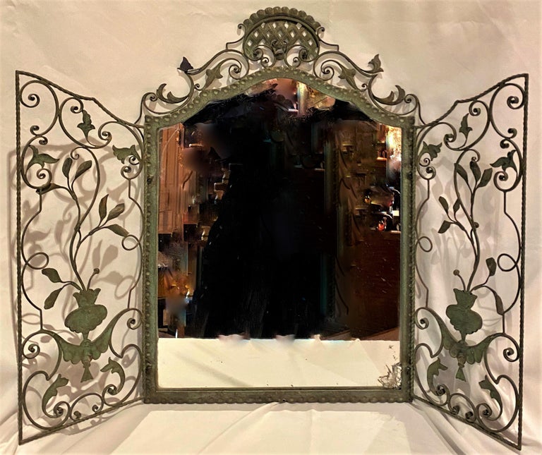 Antique Wrought Iron "Window" Mirror for Wall or Tabletop, circa 1900 ...