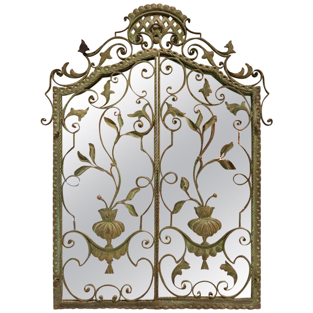 Antique Wrought Iron "Window" Mirror for Wall or Tabletop, circa 1900 ...