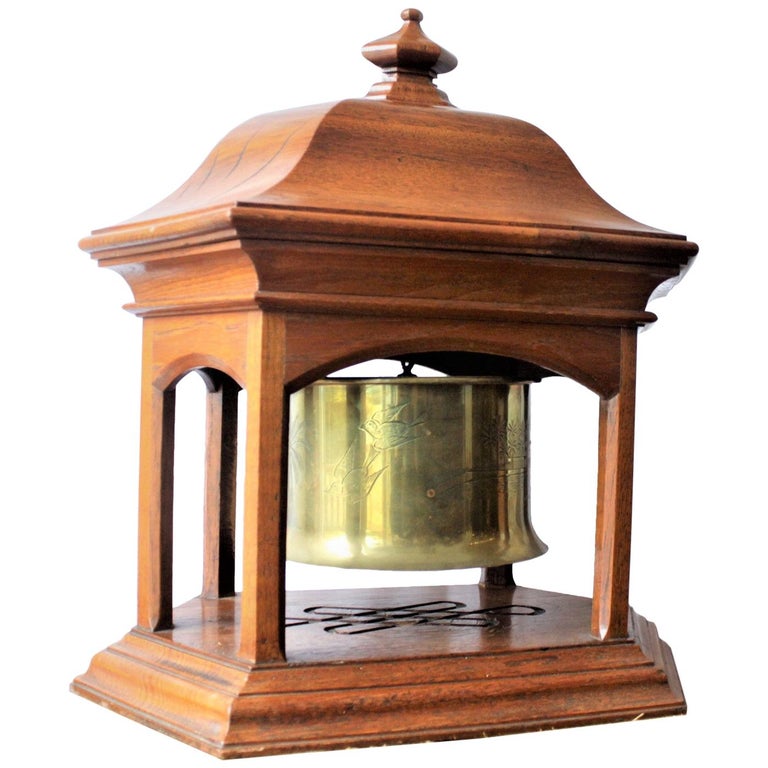 Antique WW1 Era Brass Trench Art Engraved Shell Casing Dinner Bell or ...