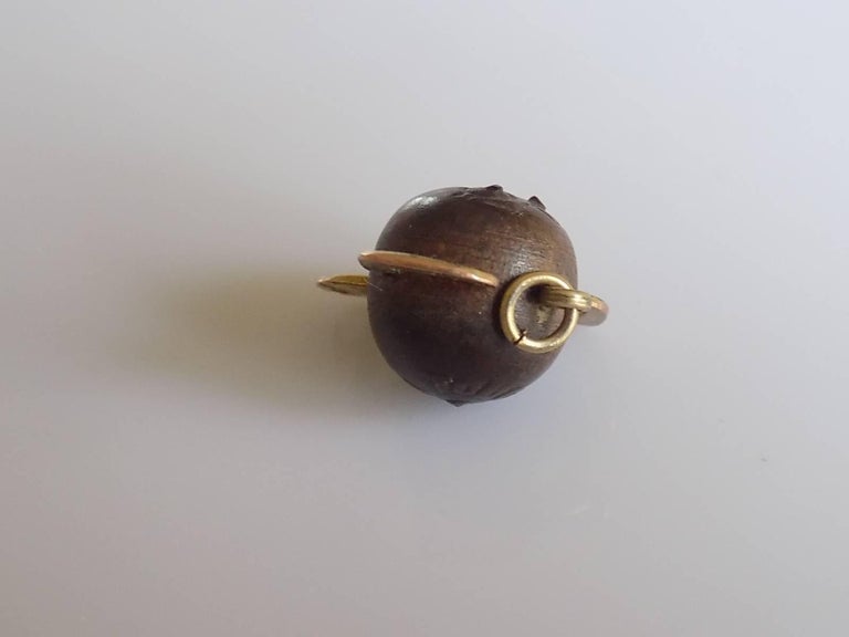 Gold Antique WWI Gold Mr Touch Wud Wood Lucky Charm Pendant at 1stDibs