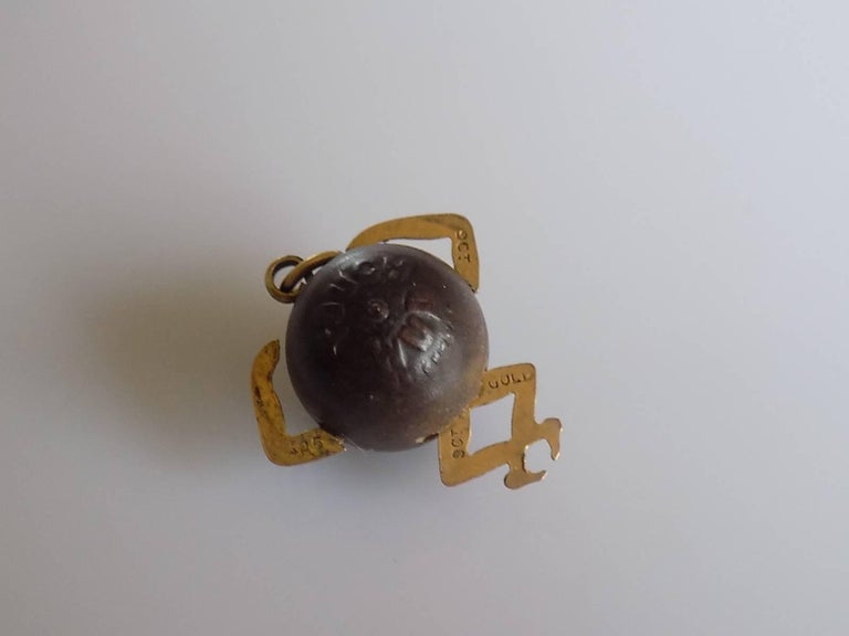 Gold Antique WWI Gold Mr Touch Wud Wood Lucky Charm Pendant at 1stDibs
