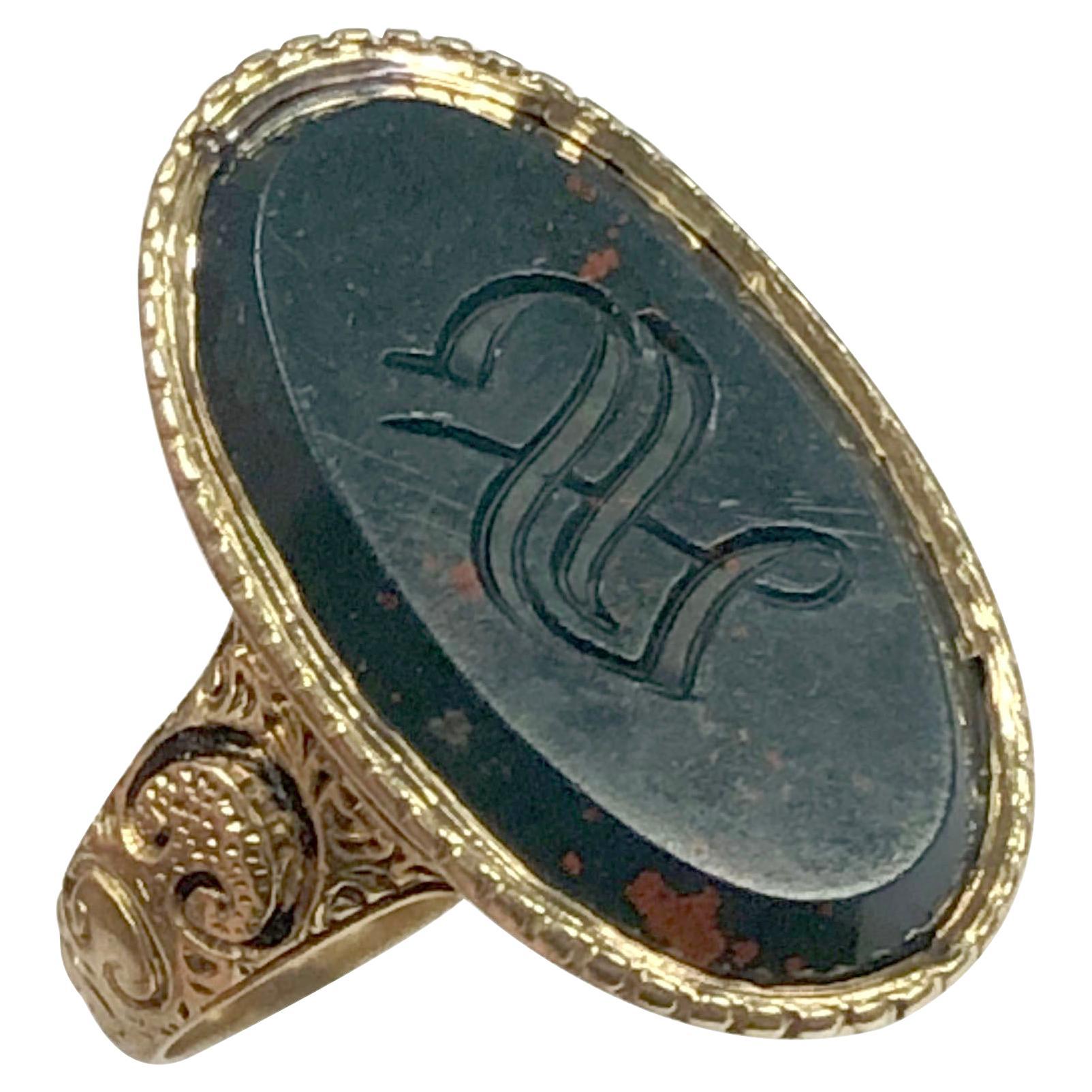Gents Victorian Gold and Blood Stone Intaglio Signet Ring at 1stDibs ...