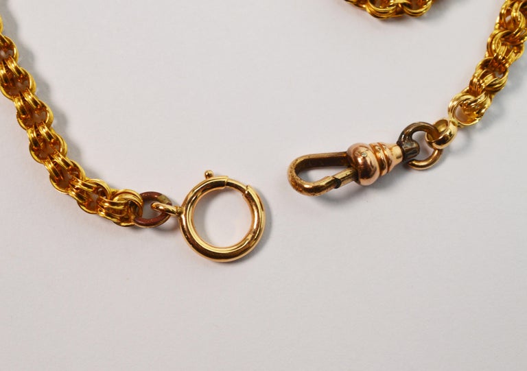 Antique Yellow Gold Double Cable Watch Chain For Sale at 1stDibs