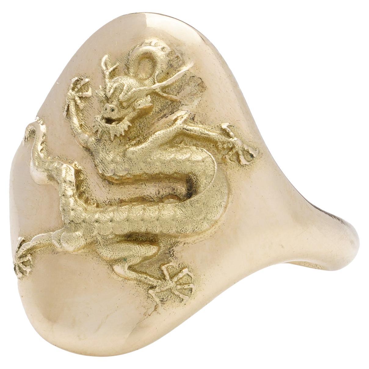 Antique 18k Yellow and Niello Saint George and Dragon Slayer Signet ...