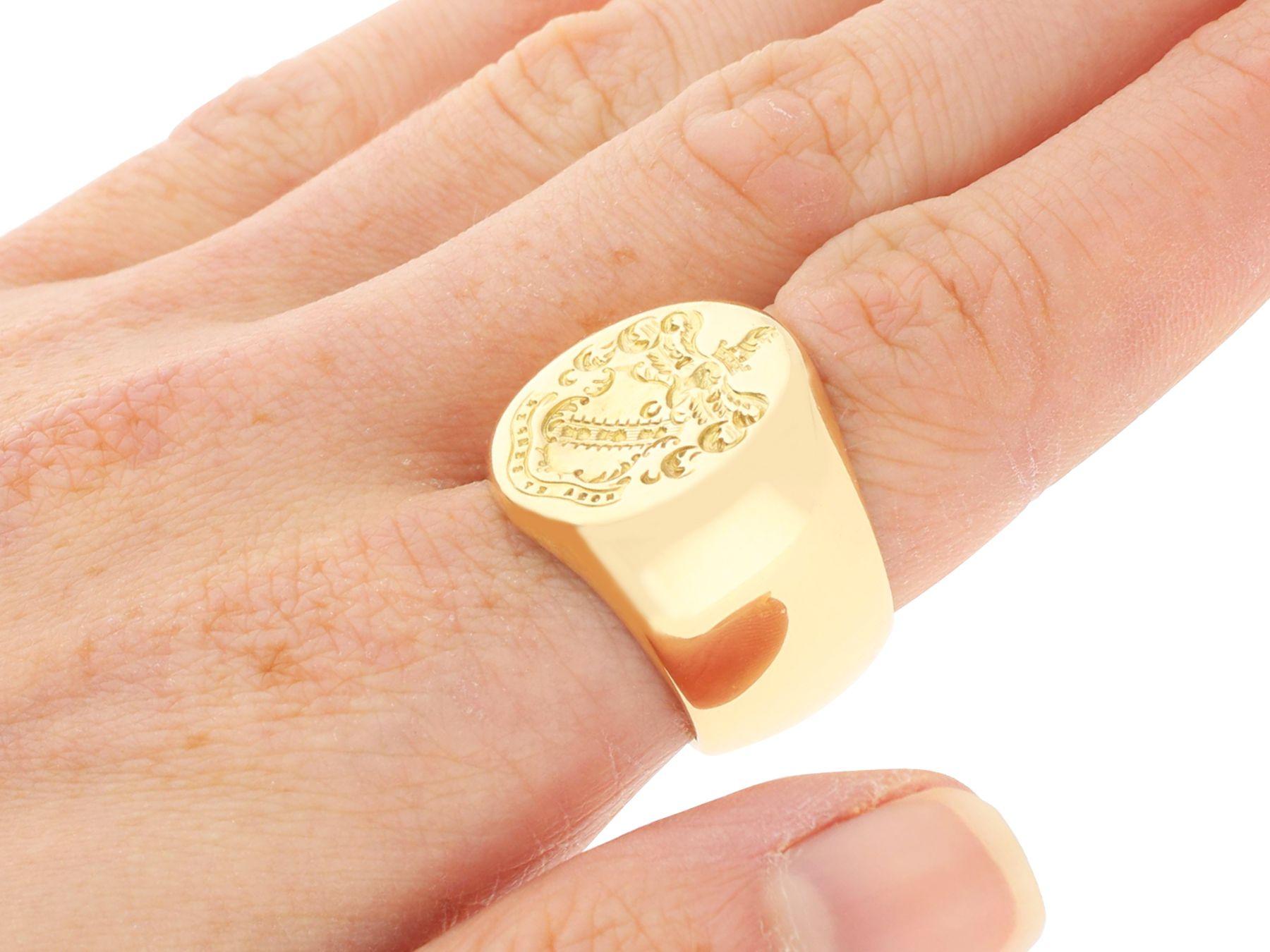 Antique Yellow Gold Intaglio Signet Ring Circa 1915 at 1stDibs