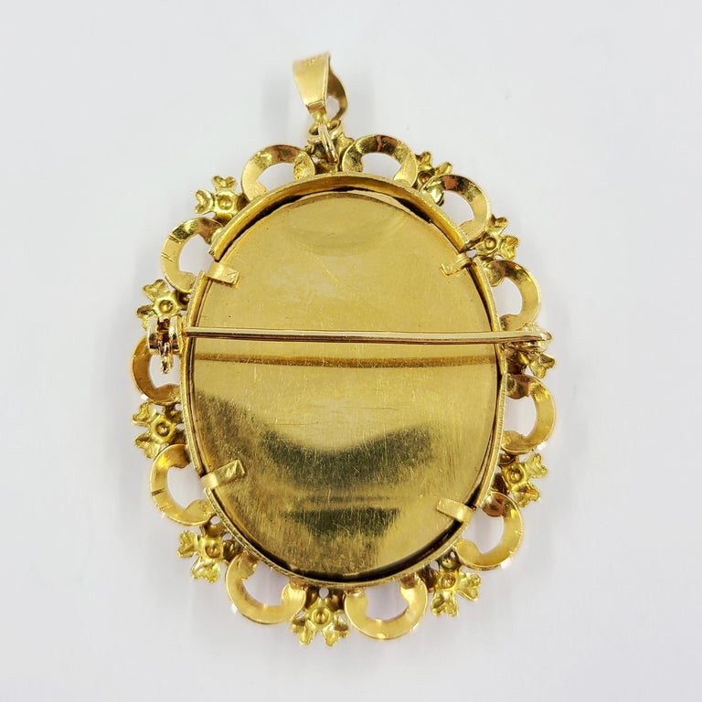 Antique Yellow Gold Portrait Painting Pindant For Sale at 1stDibs
