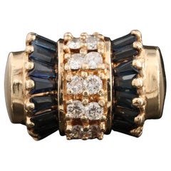 French Antique Napoleon III Sapphire Diamond Gold Platinum Engagement ...