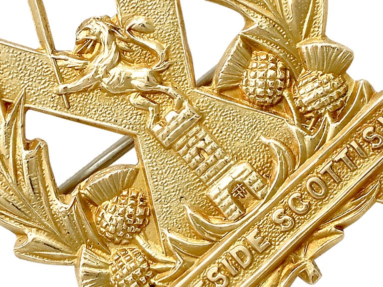 Antique Yellow Gold Tyneside Scottish Brigade Sweetheart Brooch, Circa ...