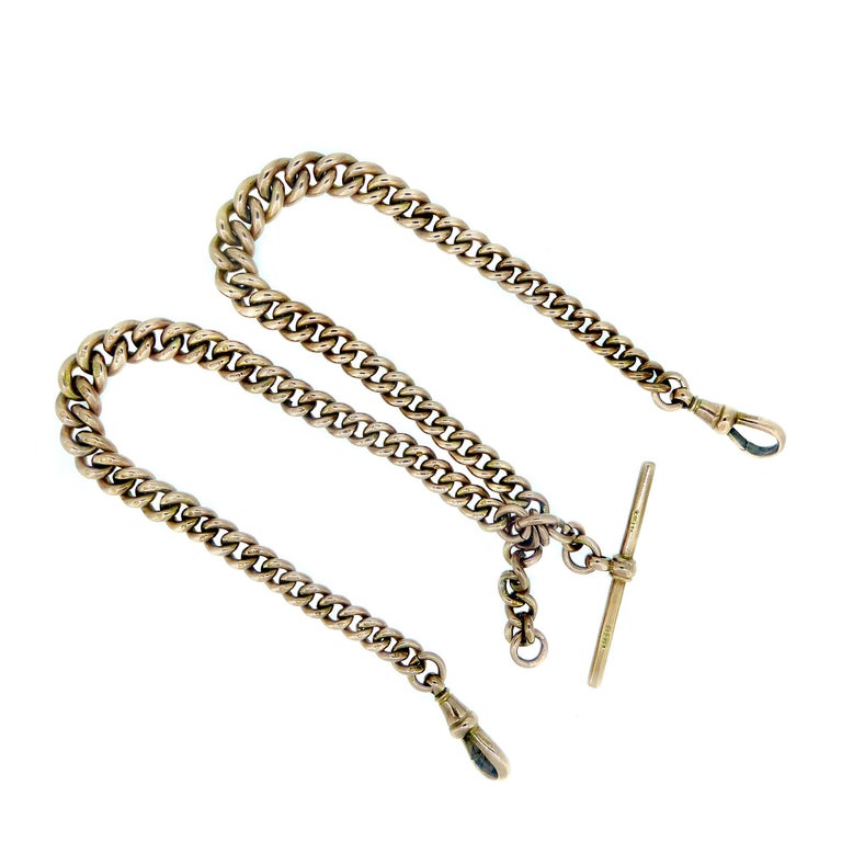 Antique Victorian Rose Gold Watch Chain, circa 1900s For Sale at 1stdibs