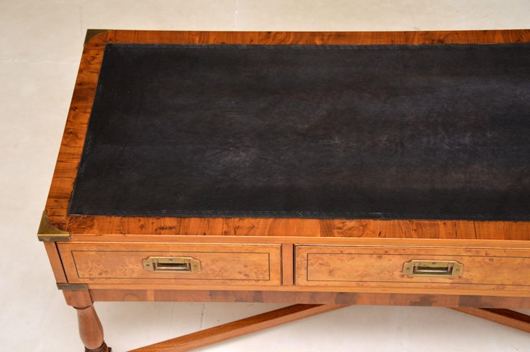 Antique Yew and Walnut Military Campaign Coffee Table For Sale at 1stDibs