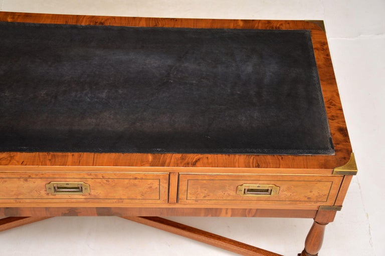 Antique Yew and Walnut Military Campaign Coffee Table For Sale at 1stDibs