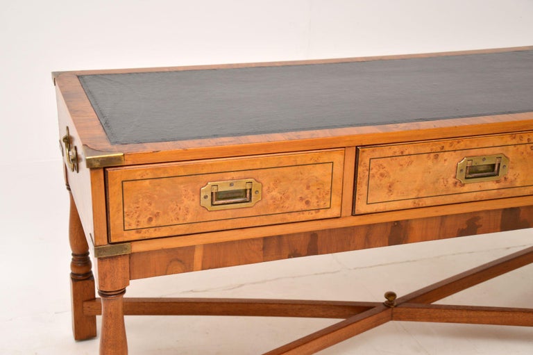 Antique Yew and Walnut Military Campaign Coffee Table For Sale at 1stDibs