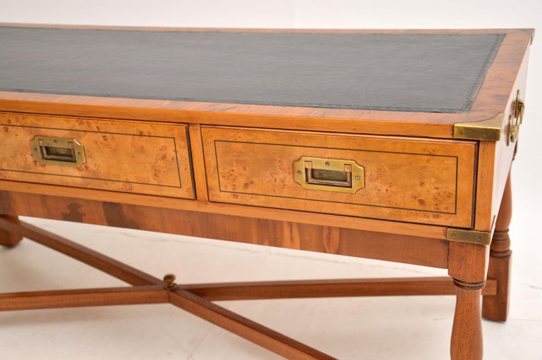 Antique Yew and Walnut Military Campaign Coffee Table For Sale at 1stDibs