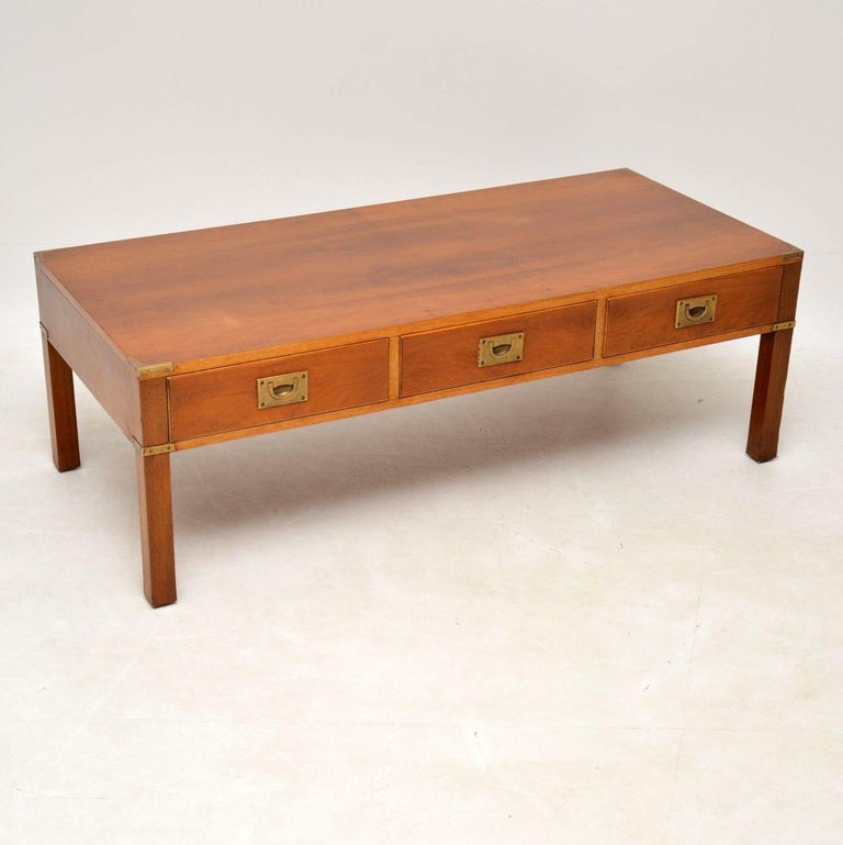 Antique Yew Wood Military Campaign Coffee Table at 1stDibs