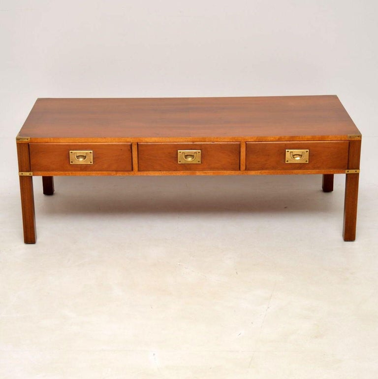 Antique Yew Wood Military Campaign Coffee Table at 1stDibs