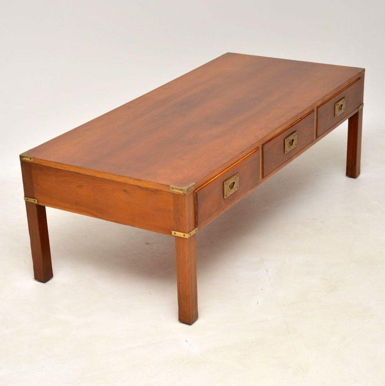 Antique Yew Wood Military Campaign Coffee Table at 1stDibs