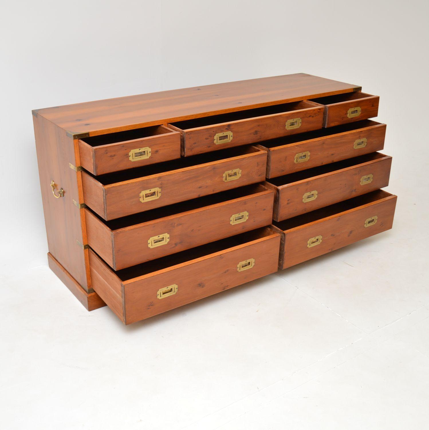 Antique Yew Wood Military Campaign Sideboard / Chest of Drawers at 1stDibs