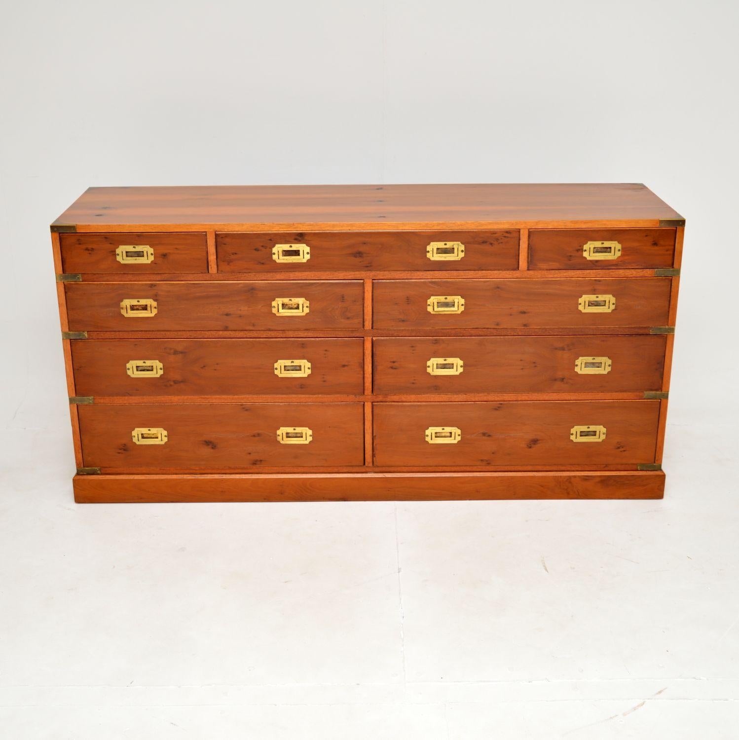 Antique Yew Wood Military Campaign Sideboard / Chest of Drawers at 1stDibs