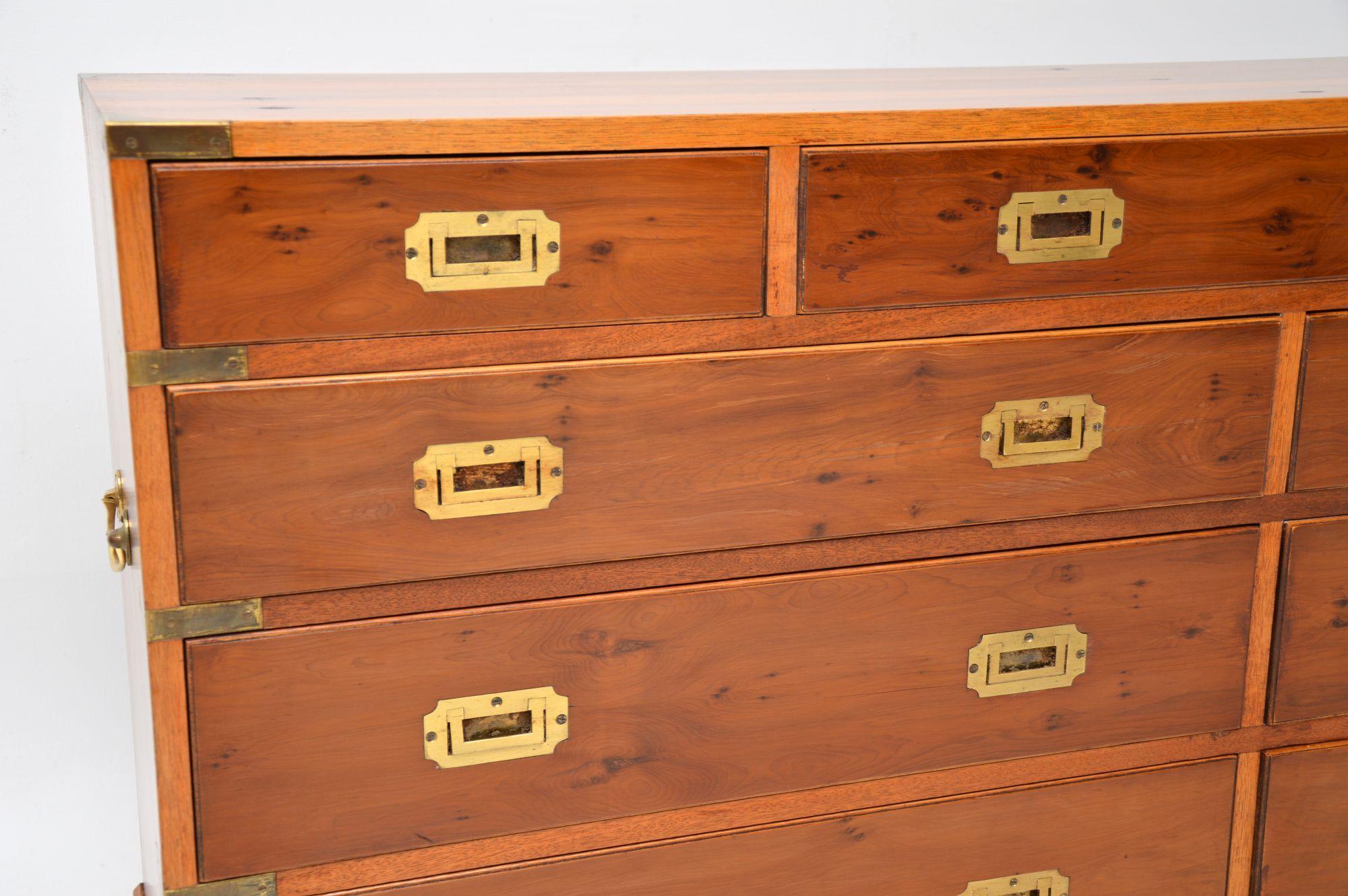 Antique Yew Wood Military Campaign Sideboard / Chest of Drawers at 1stDibs