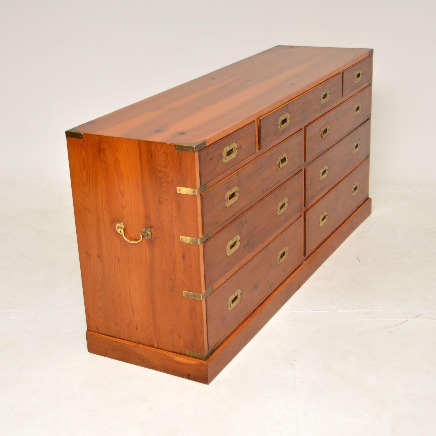 Antique Yew Wood Military Campaign Sideboard / Chest of Drawers at 1stDibs