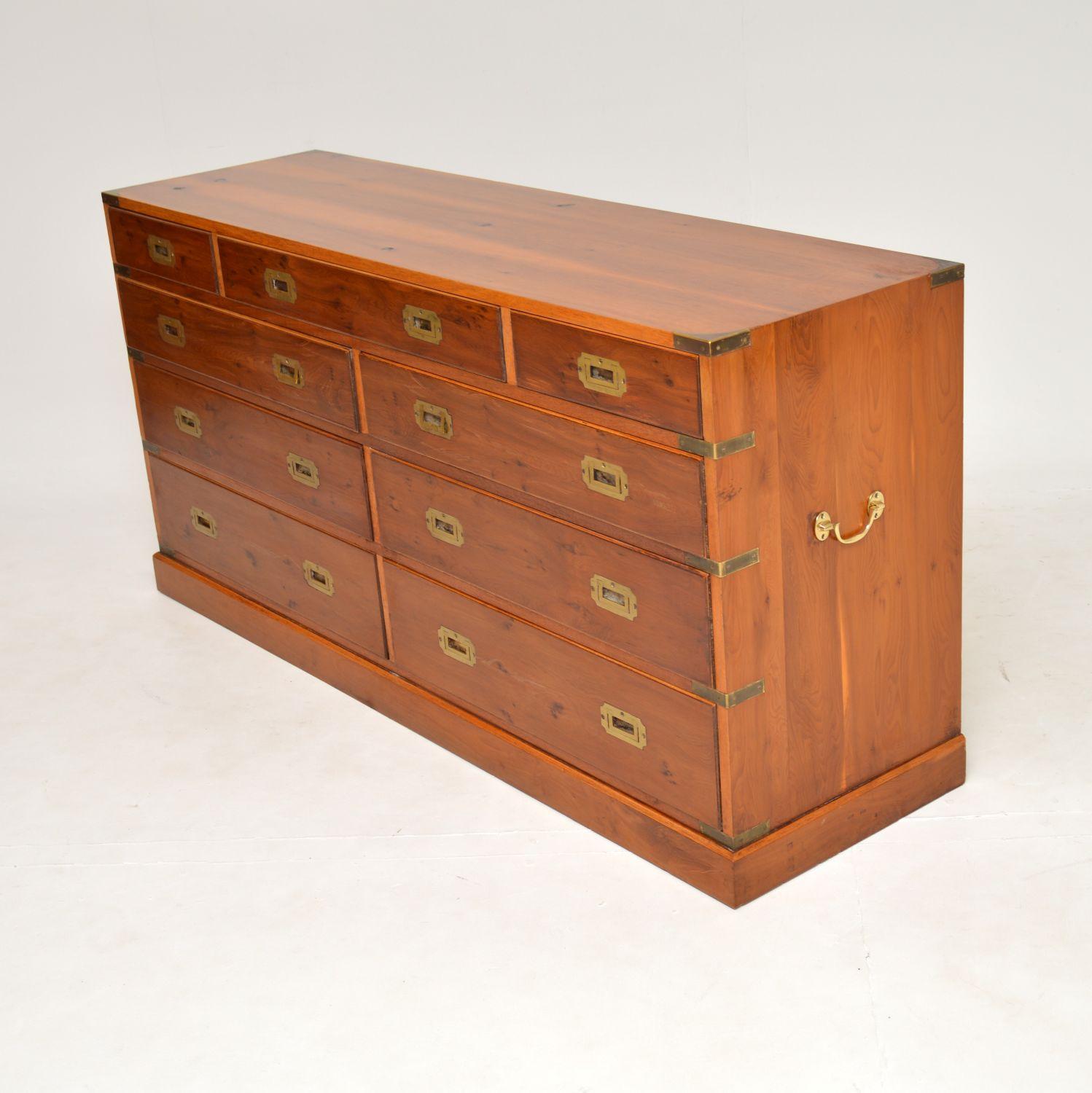 Antique Yew Wood Military Campaign Sideboard / Chest of Drawers at 1stDibs