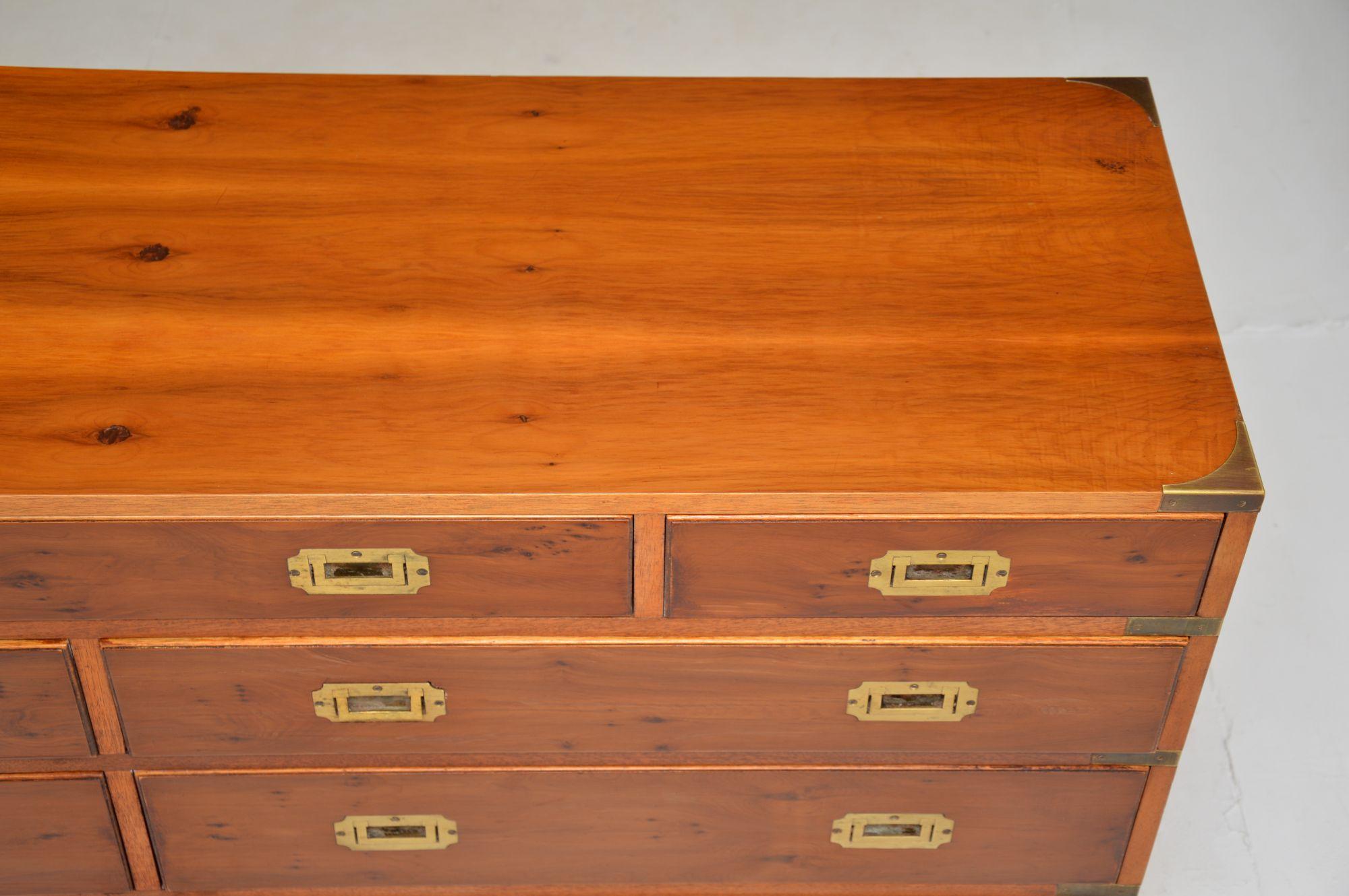 Antique Yew Wood Military Campaign Sideboard / Chest of Drawers at 1stDibs