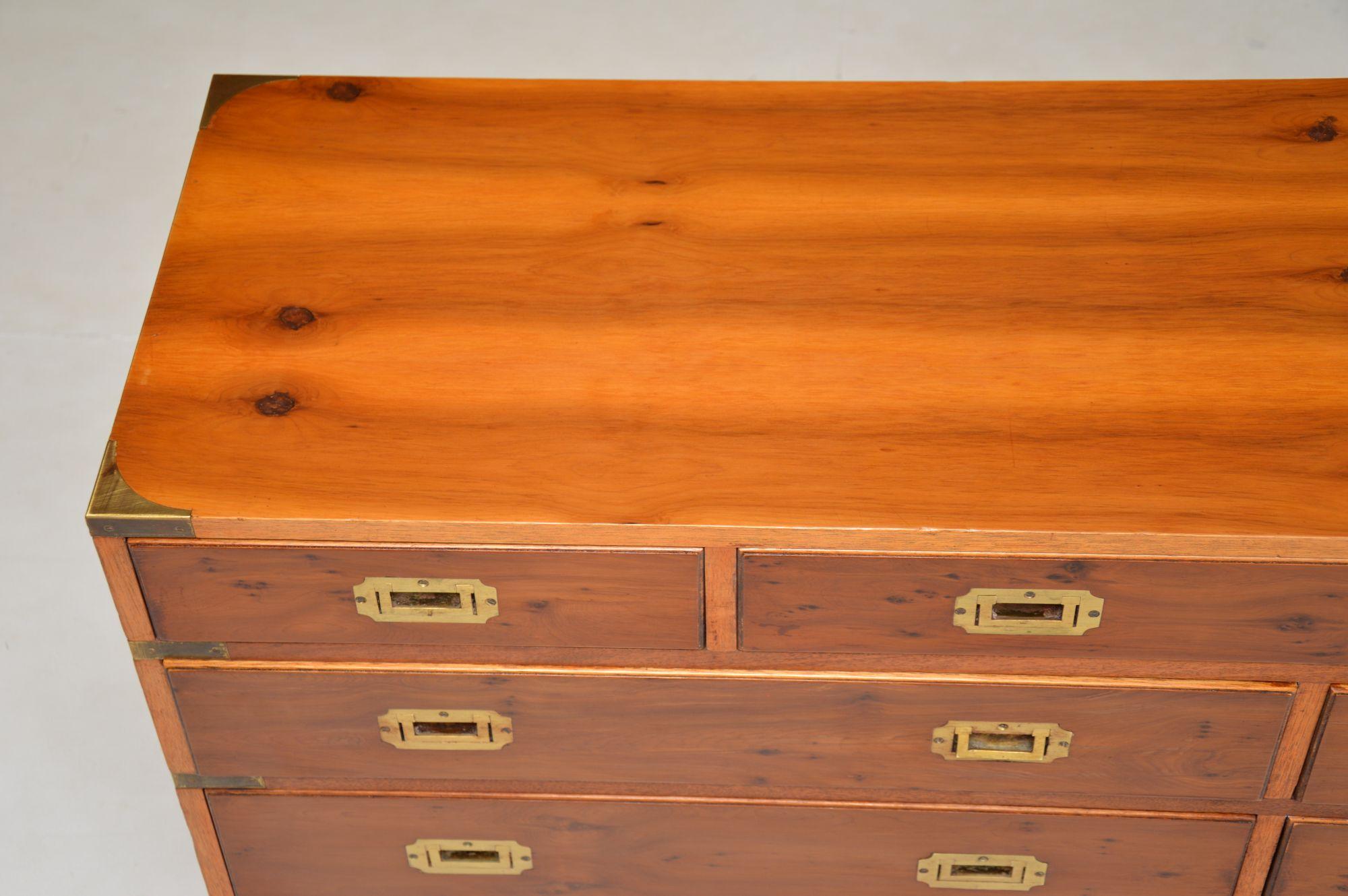 Antique Yew Wood Military Campaign Sideboard / Chest of Drawers at 1stDibs