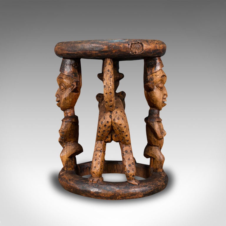 Antique Yoruba Stool, West African, Benin Kingdom, Ceremonial Table ...