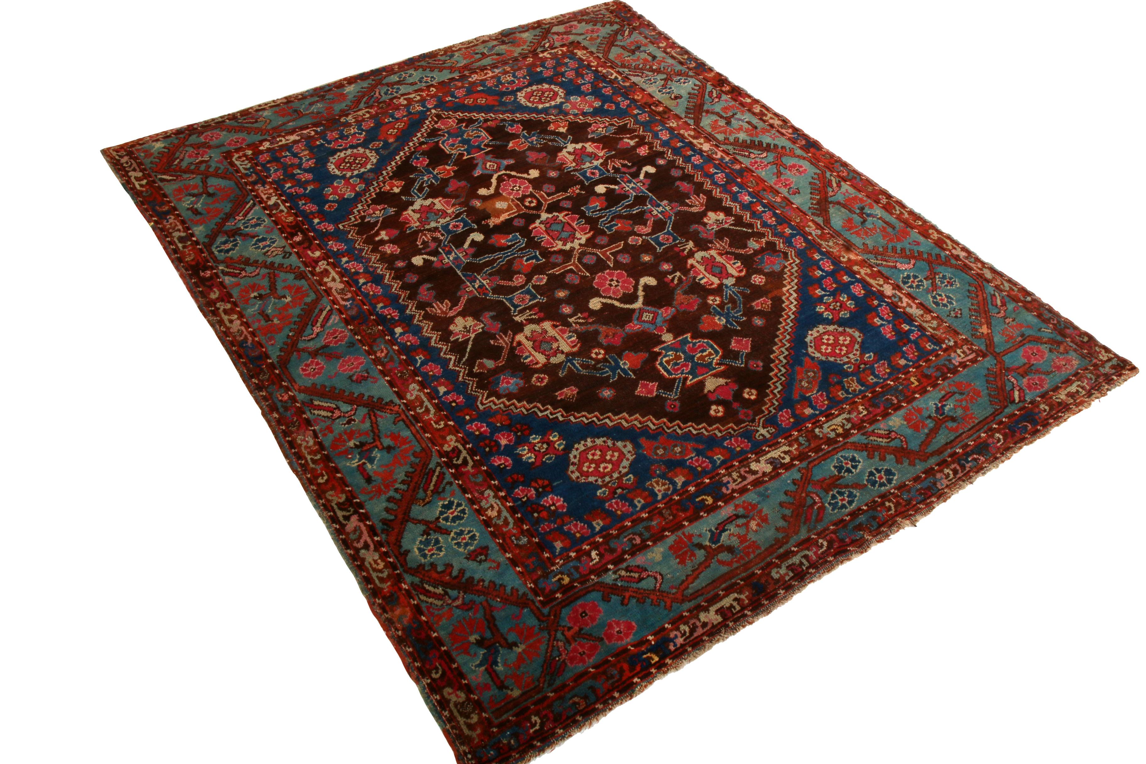 Antique Yuruk Rug Geometric Red Blue and Brown All-Over Pattern at 1stDibs