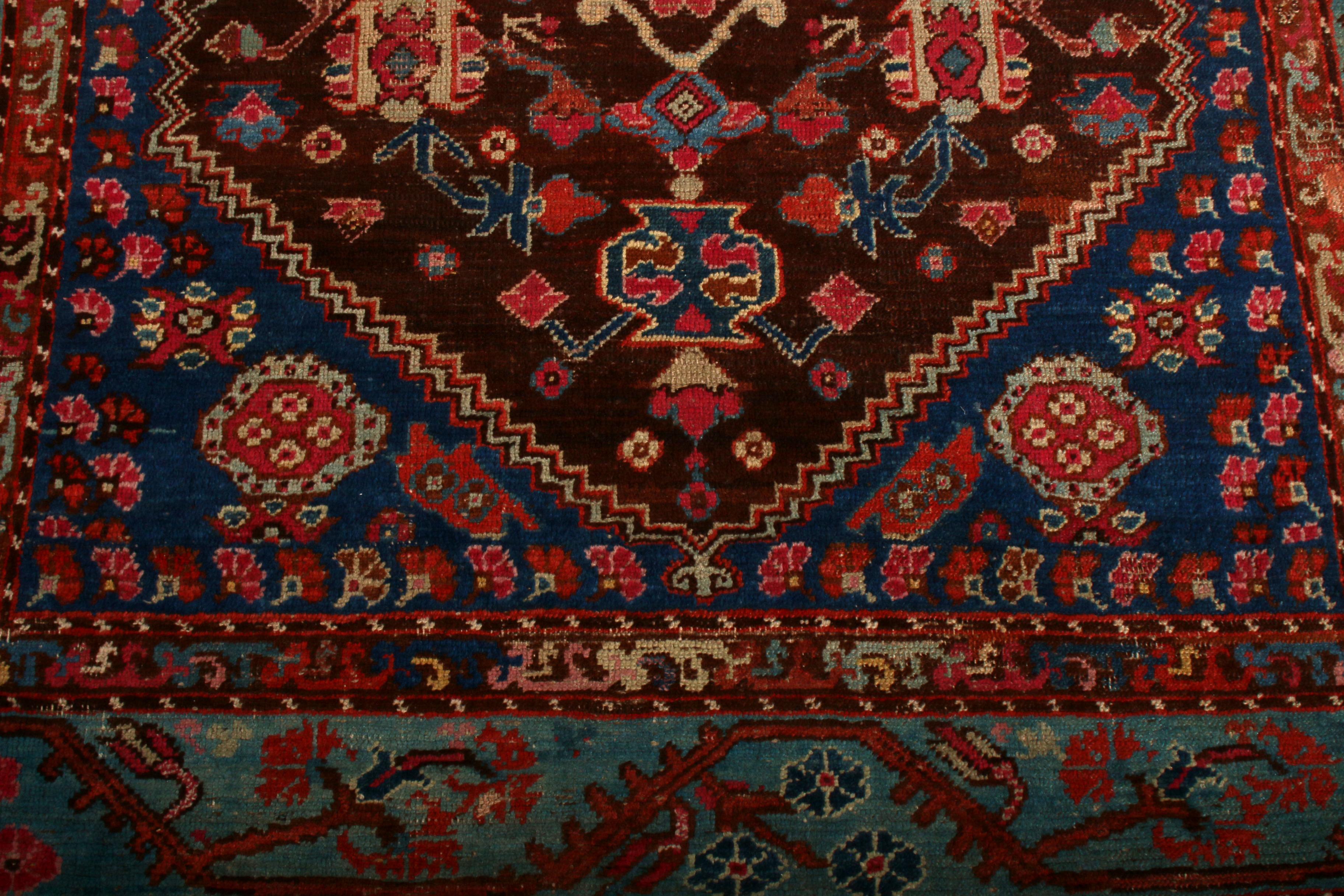 Antique Yuruk Rug Geometric Red Blue and Brown All-Over Pattern at 1stDibs