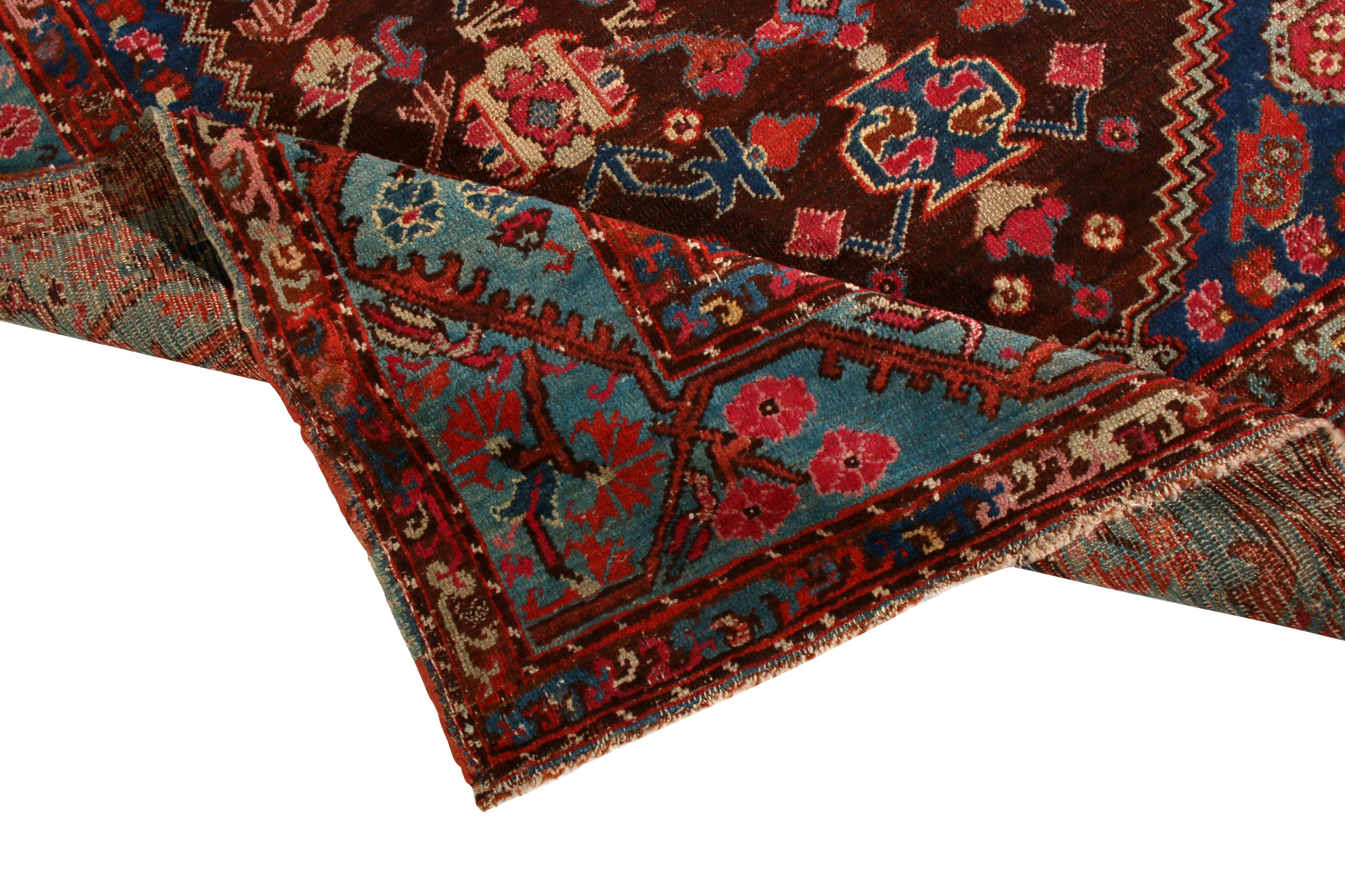 Antique Yuruk Rug Geometric Red Blue and Brown All-Over Pattern at 1stDibs